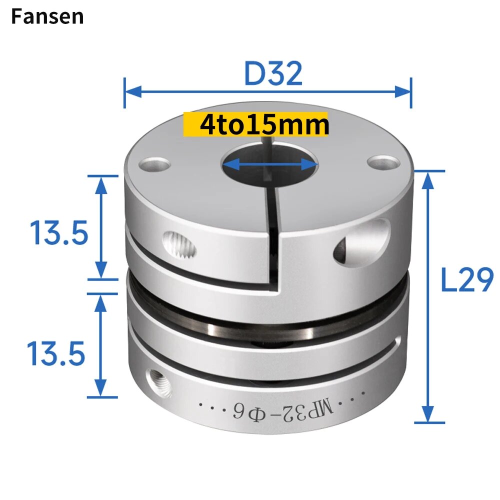 D32 L29mm Мембранная муфта из алюминиевого сплава Эластичная одинарная двойная мембранная муфта Шаговый серводвигатель с высоким крутящим моментом 8x10