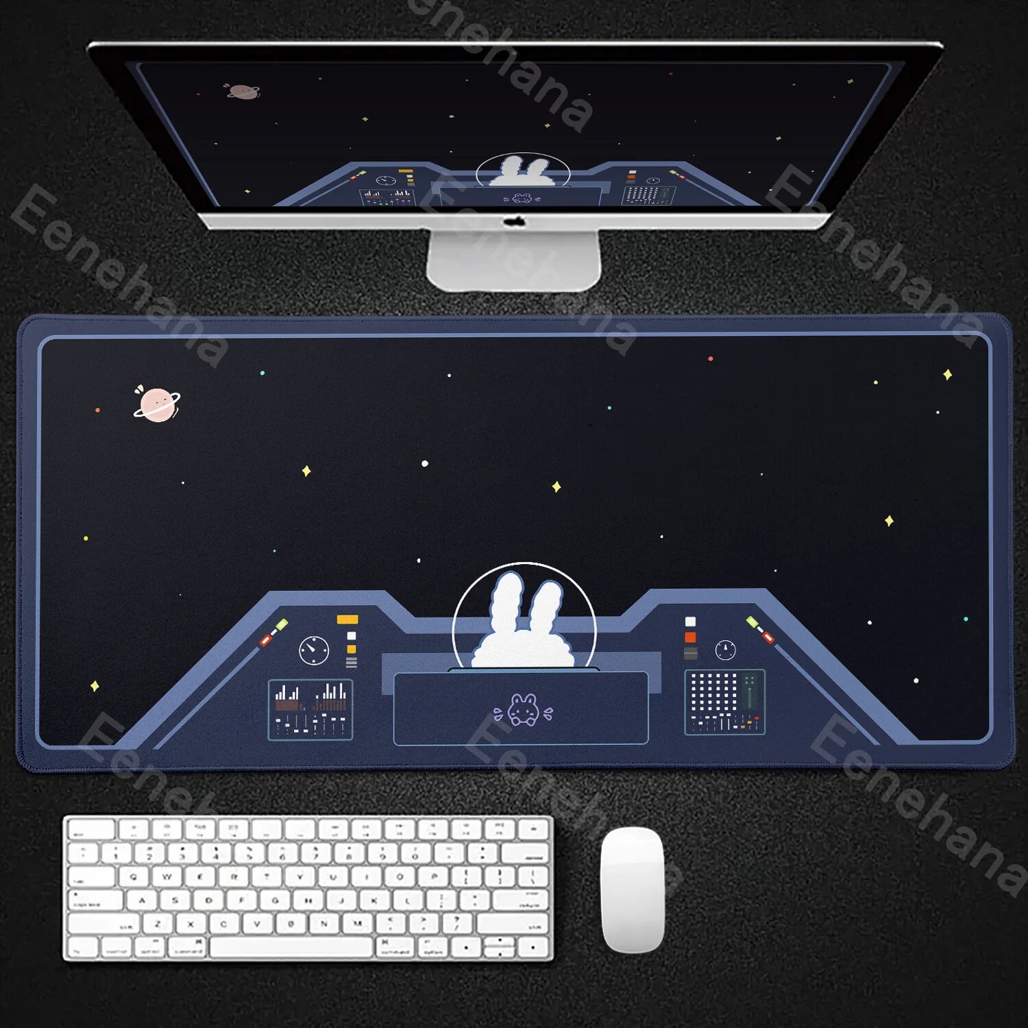 Large Kawaii Gaming Mouse Pad Non Slip Pink Mechanical Keyboard Mat Astronaut Rabbit Girl Anime Bunny XL Laptop Desk Accessories