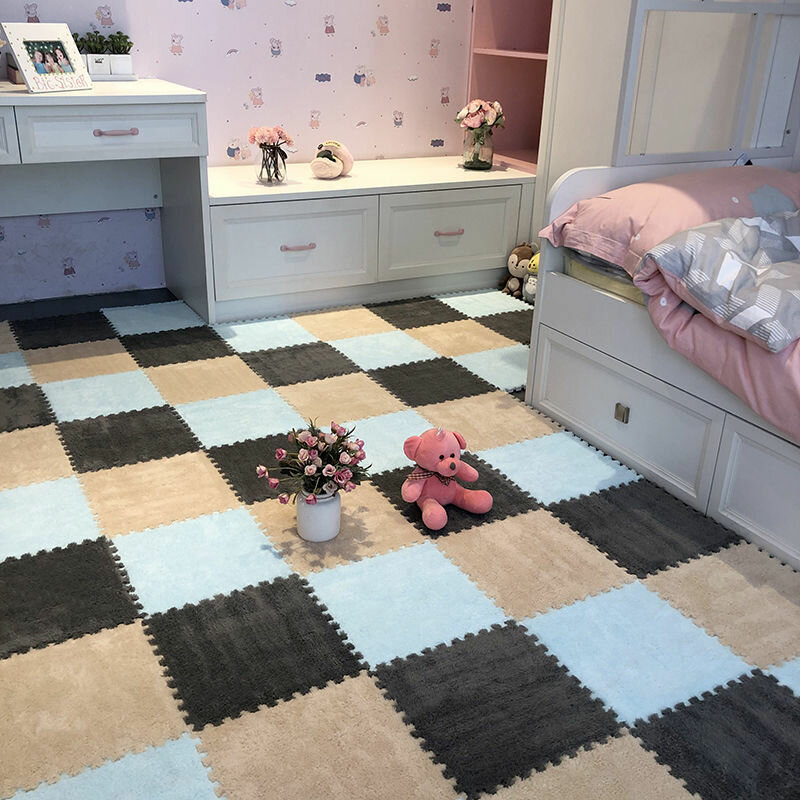 Домашний плюшевый ковер с пэчворком, квадратный пенопластовый коврик для спальни, утолщенный напольный коврик, детский коврик для резки, напольный коврик