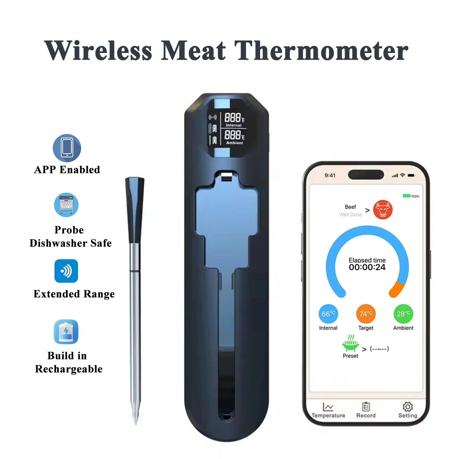 Беспроводной Bluetooth-термометр для мяса Metal