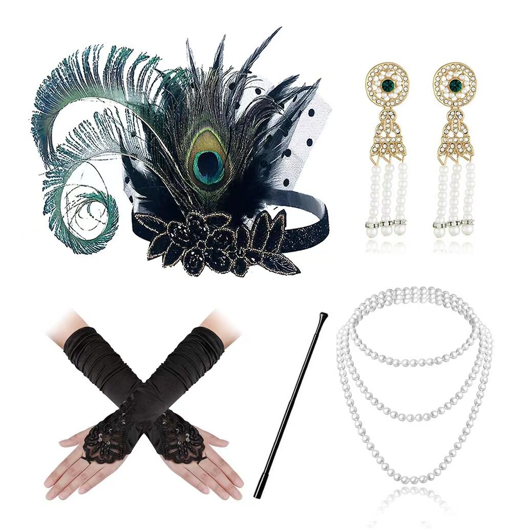 Набор ретро-ободков с перьями для девичника в стиле Гэтсби 1920-х годов, подарок для лучшей подруги на день рождения