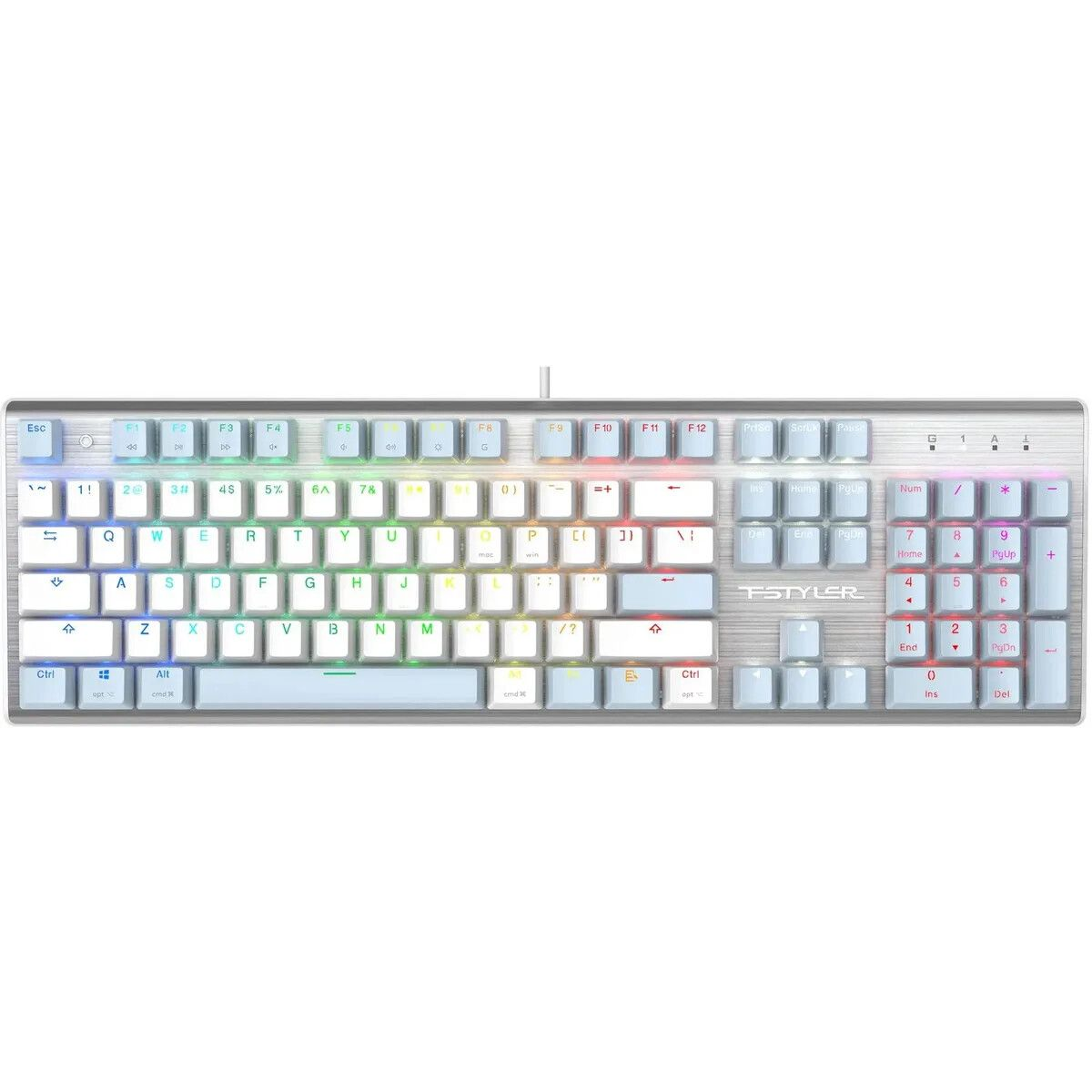 Клавиатура A4Tech Fstyler FS100 Neon синий/белый, проводная, USB