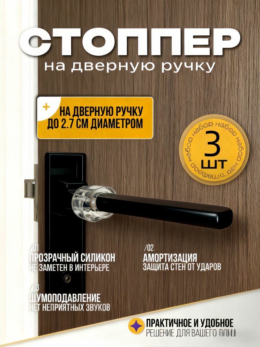 Стоппер на ручку двери / ограничитель для двери силиконовый 3 шт. дверной стопор ограничитель открывания двери для дверной ручки