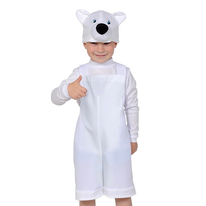 Карнавальный костюм Карнавалофф "Мишка полярный", ткань, плюш, 3-6 лет, рост 98-116