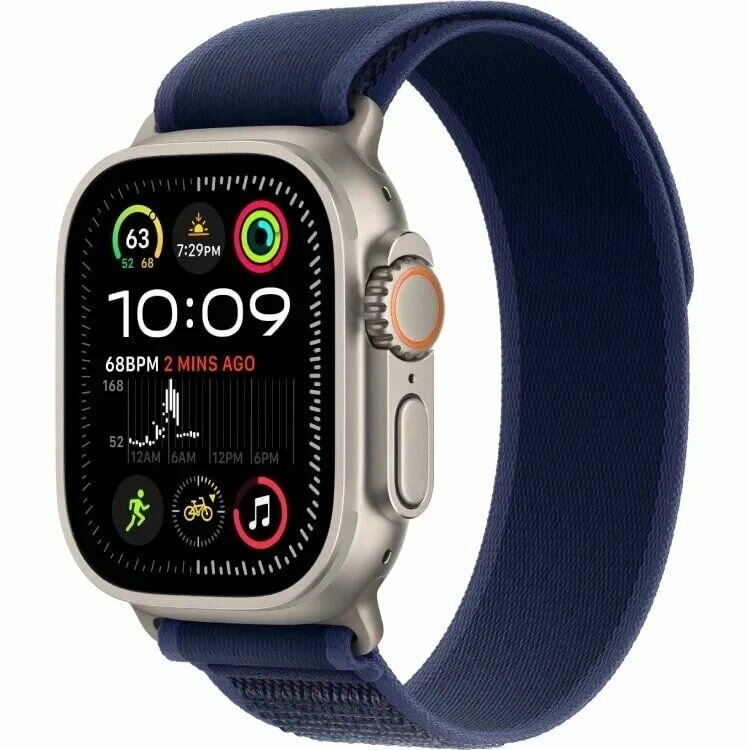 Умные часы Apple Watch Ultra 2 (2024) Cellular 49mm, Natural Titanium "Blue Trail Loop", размер S/M 130-190mm (MX4J3)