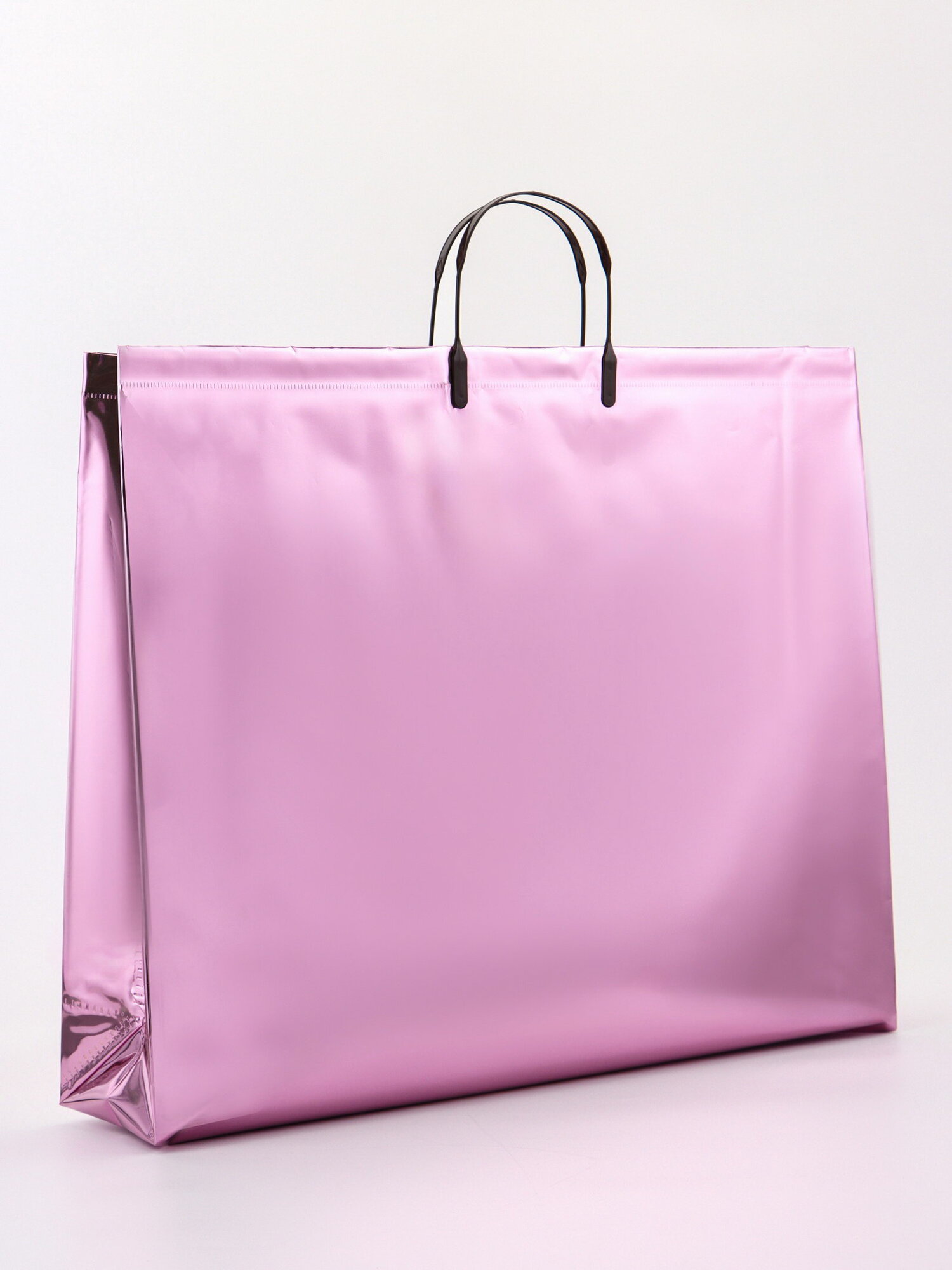 Пакет подарочный ПВХ, голография, розовый, пластиковая ручка, 50x42x12 см
