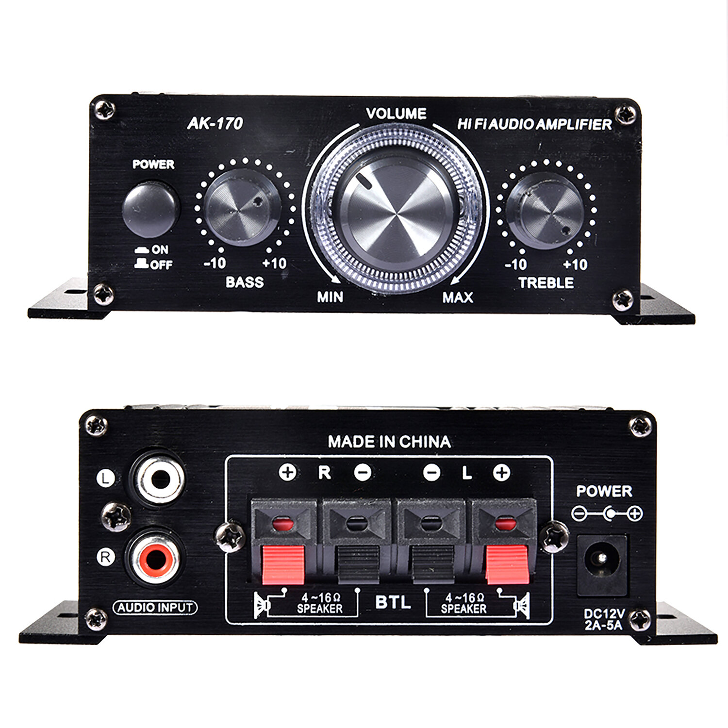 Усилитель 400W DC12V, приемник музыки для авто HiFi, FM, MP3, усилитель мощности, цвет черный, 2 канала, RMS 20W+20W, максимальная мощность 200W+200W, импеданс нагрузки 4-16Ω, частота 20Hz-20KHz, ИКЧ >90 db, коэффициент искажений 0.01%