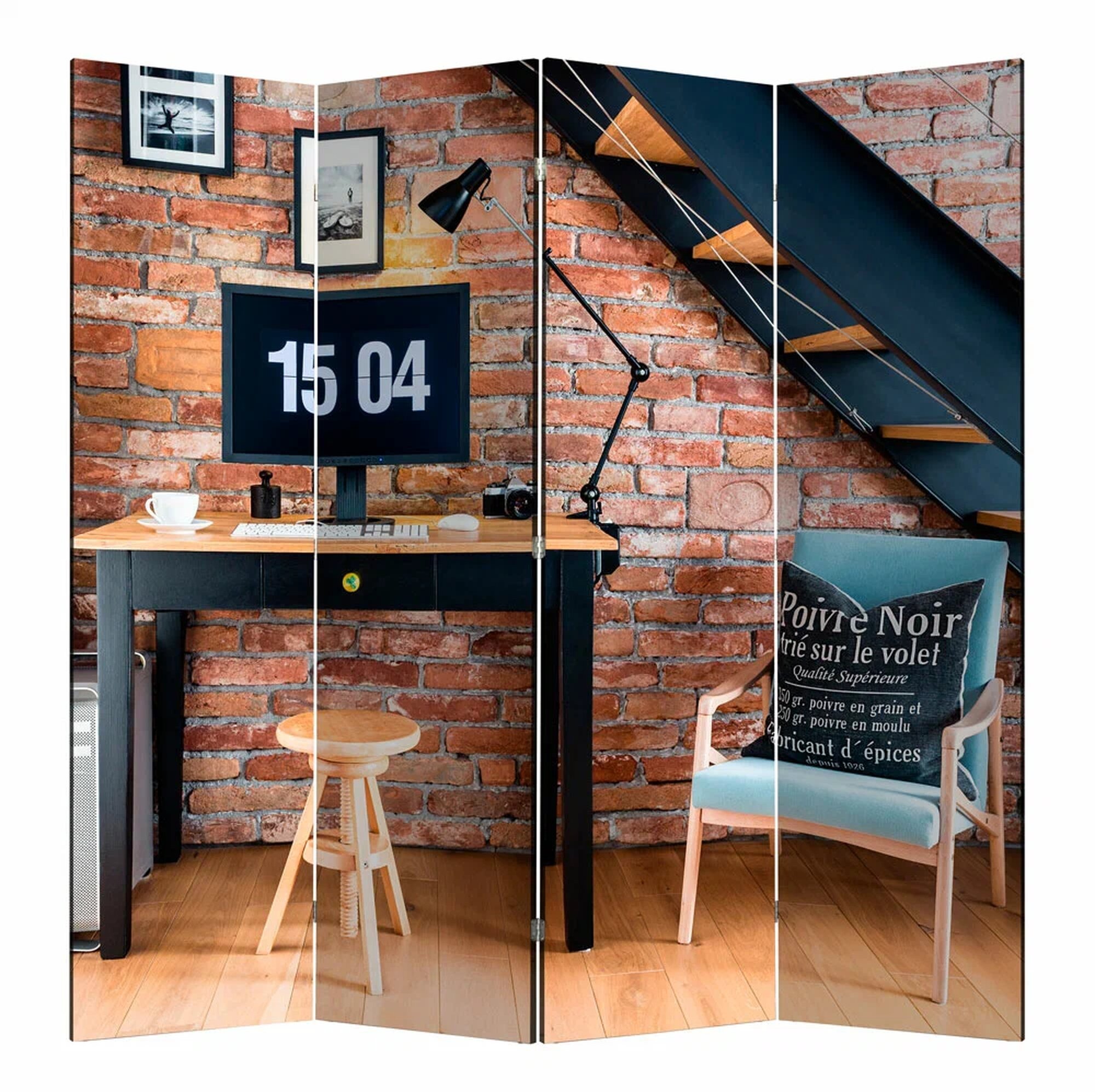 ПВХ ширма перегородка для зонирования Loft - 4, размер 177х188/47 см