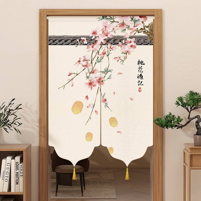 Занавеска для двери, перегородка, входная, полутиповая, без сверления, новый китайский стиль, для спальни, домашняя, новая модель 2025 года, противомоскитная, блокирующая занавеска