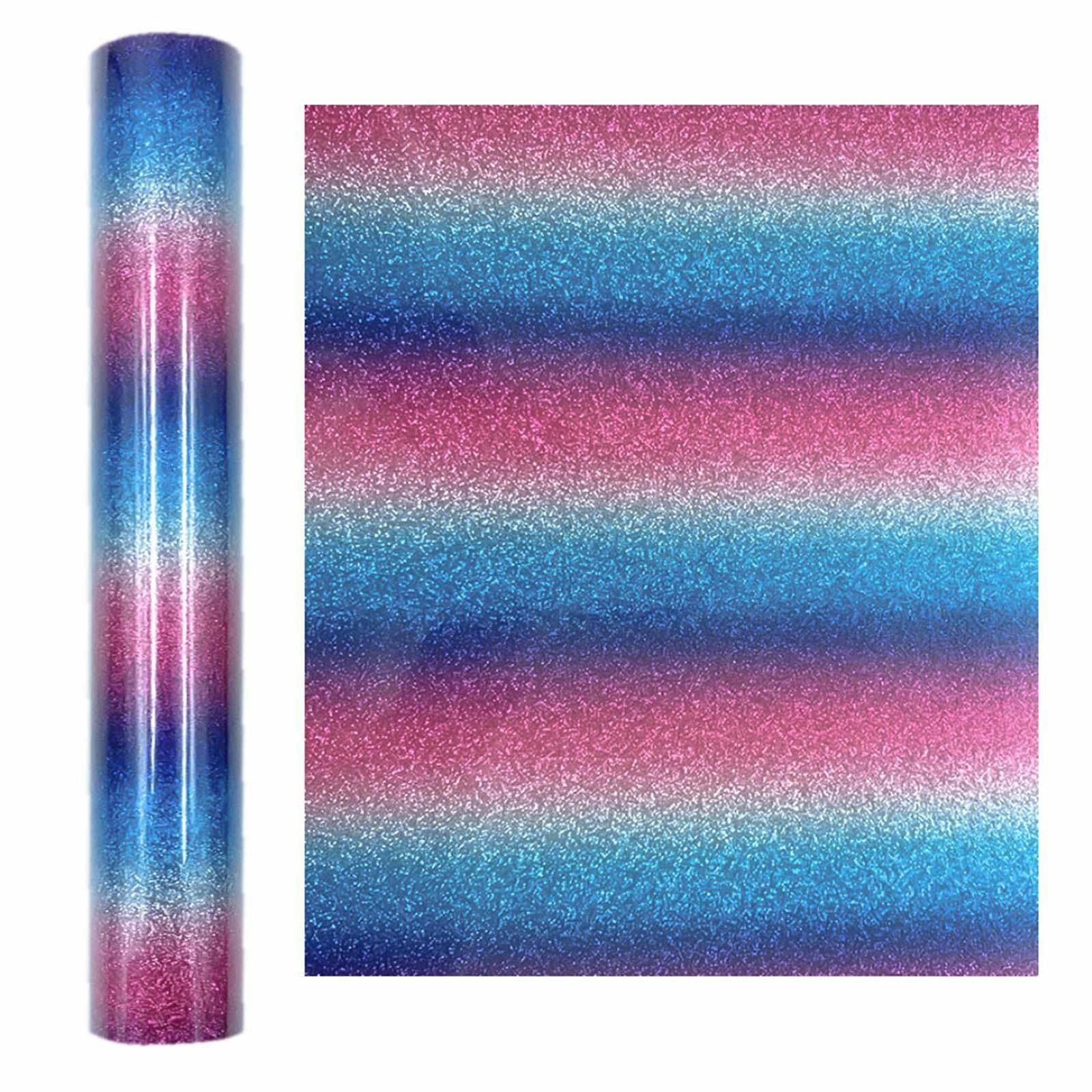 Радужная блестящая пленка с блестящими надписями-Голубая Радуга