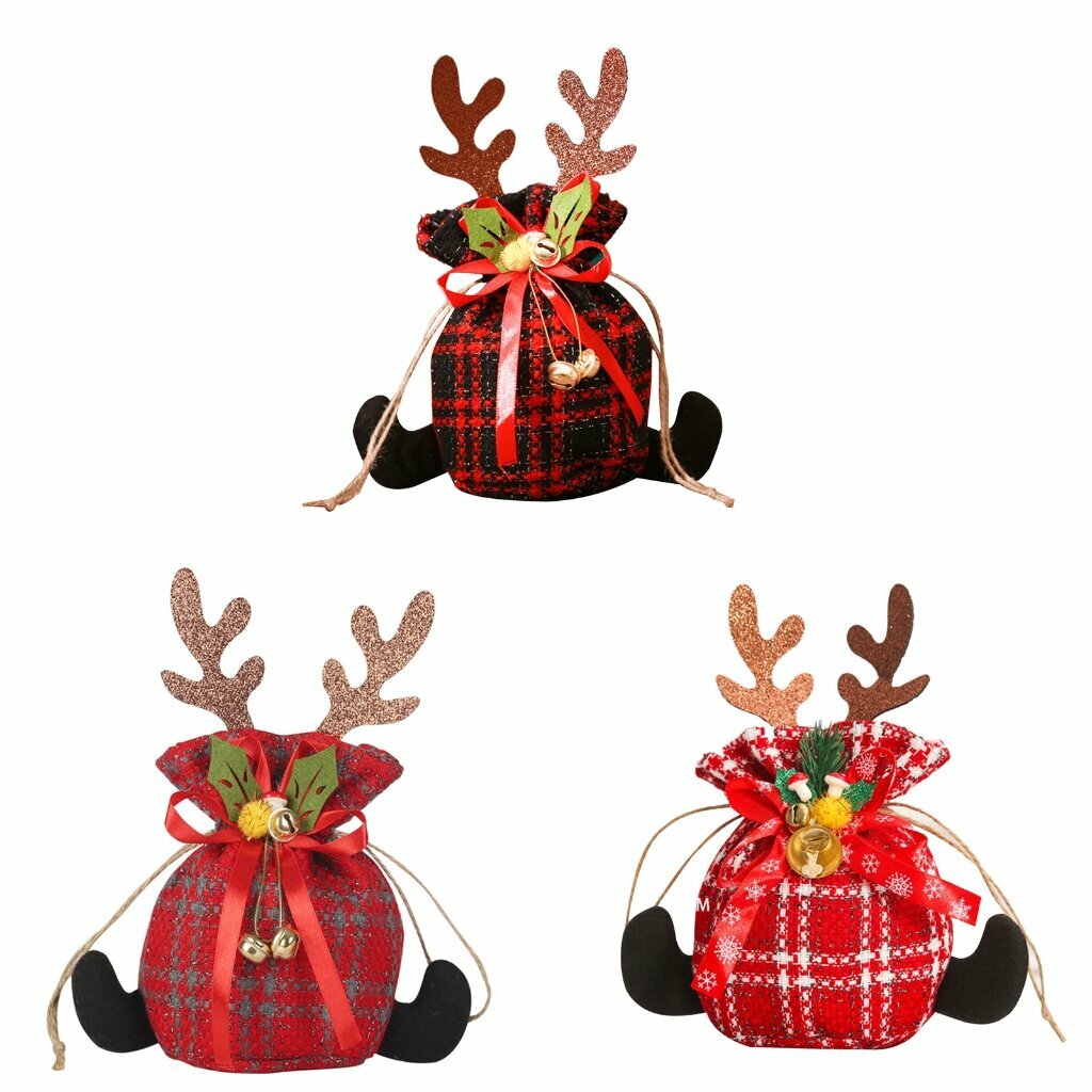 3Pcs Christmas Apples Storage Boxes Gift Bag Candy Chocolate Packaging Pouch