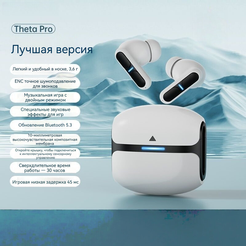 Беспроводные наушники Theta Pro, 13мм, Bluetooth 5.3, 50мс задержка, ENC, 21ч, полуоткрытые, режим игры/музыки