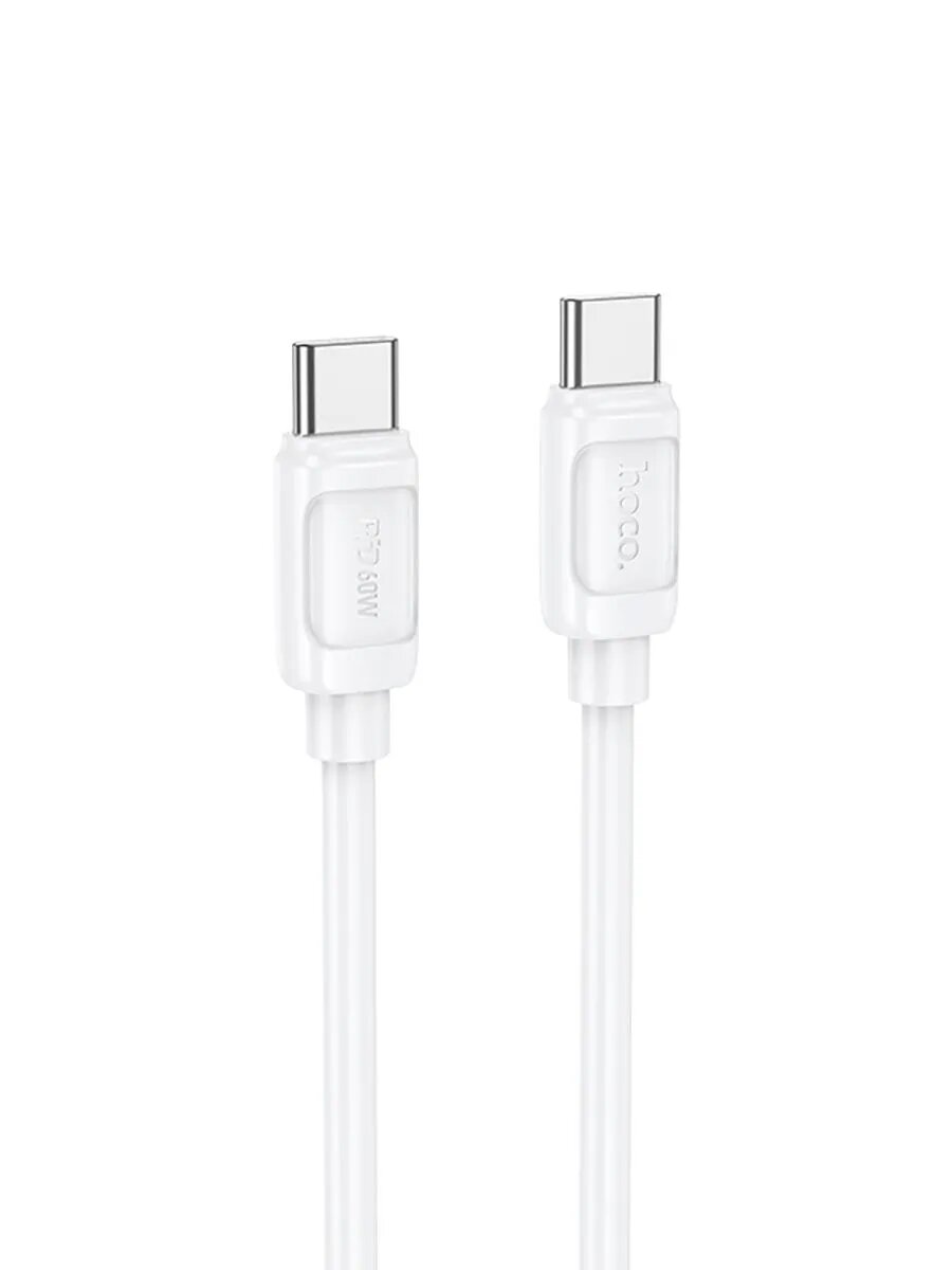 Кабель Hoco X115 Type-C to Type-C, 60W, 3А, 1 метр, белый / провод с быстрой зарядкой для Android, iPhone с USB-C (15, 16, 17)