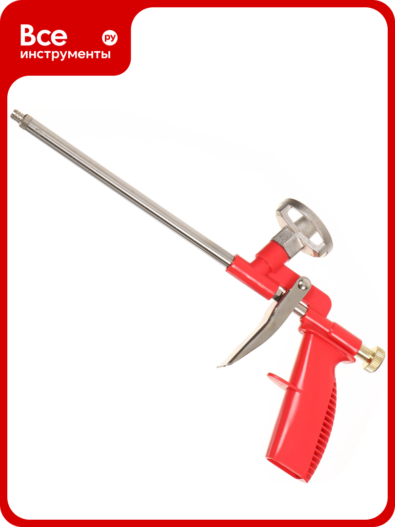 Пистолет для монтажной пены BARTEX standart 204292, алюминиевый ствол, пластиковая рукоять, бытовой тип применения