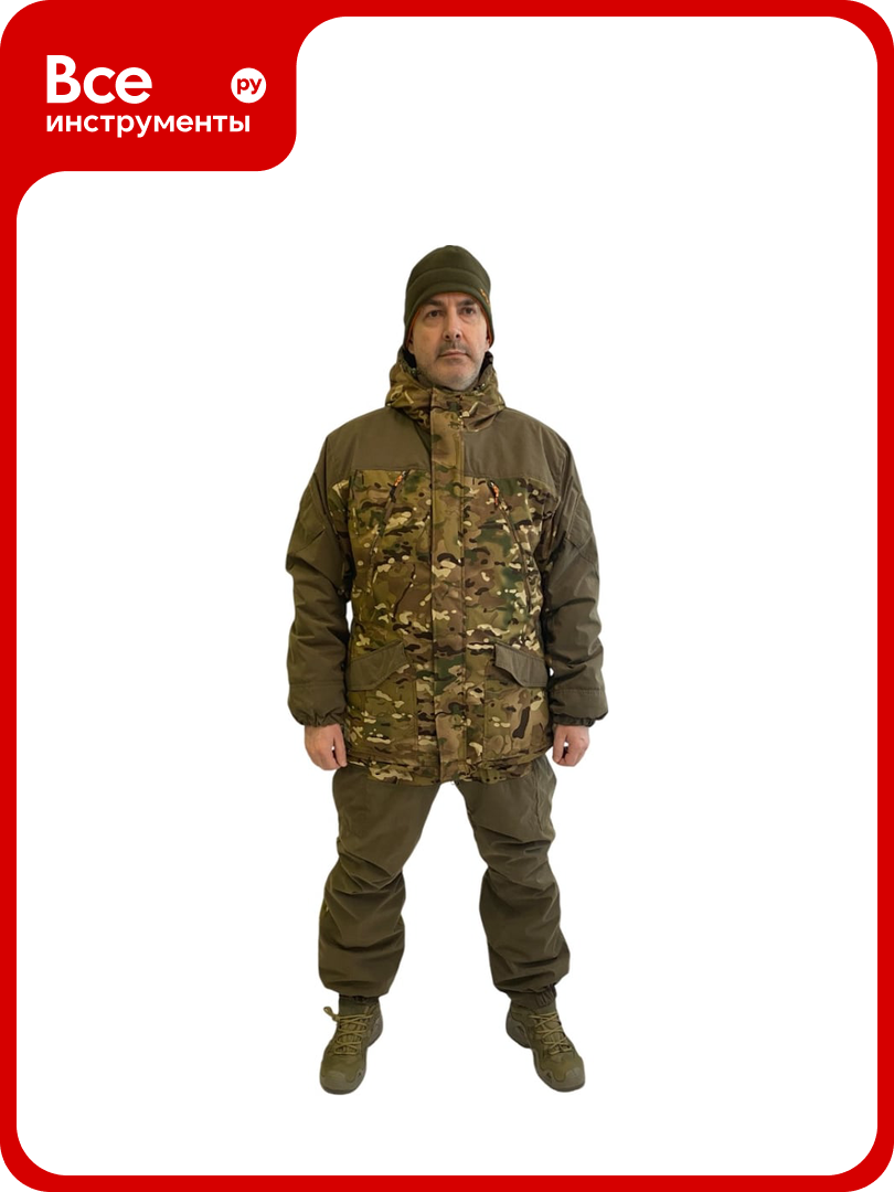 Костюм URSUS геркон-весна/осень, куртка и брюки, Мультикам/Браун, ткань Алова, демисезонный набор с защитой, молния