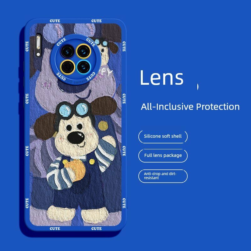 Чехол из жидкого силикона для Huawei Mate 30 Pro — синий Клайна, защита камеры
