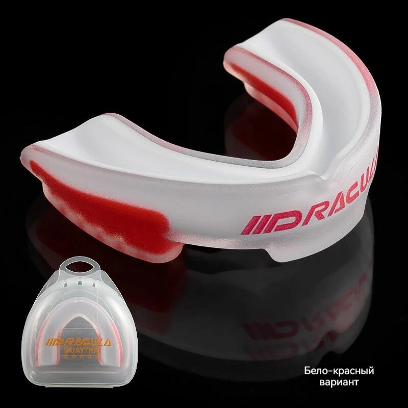 Капа для бокса, белый, красный