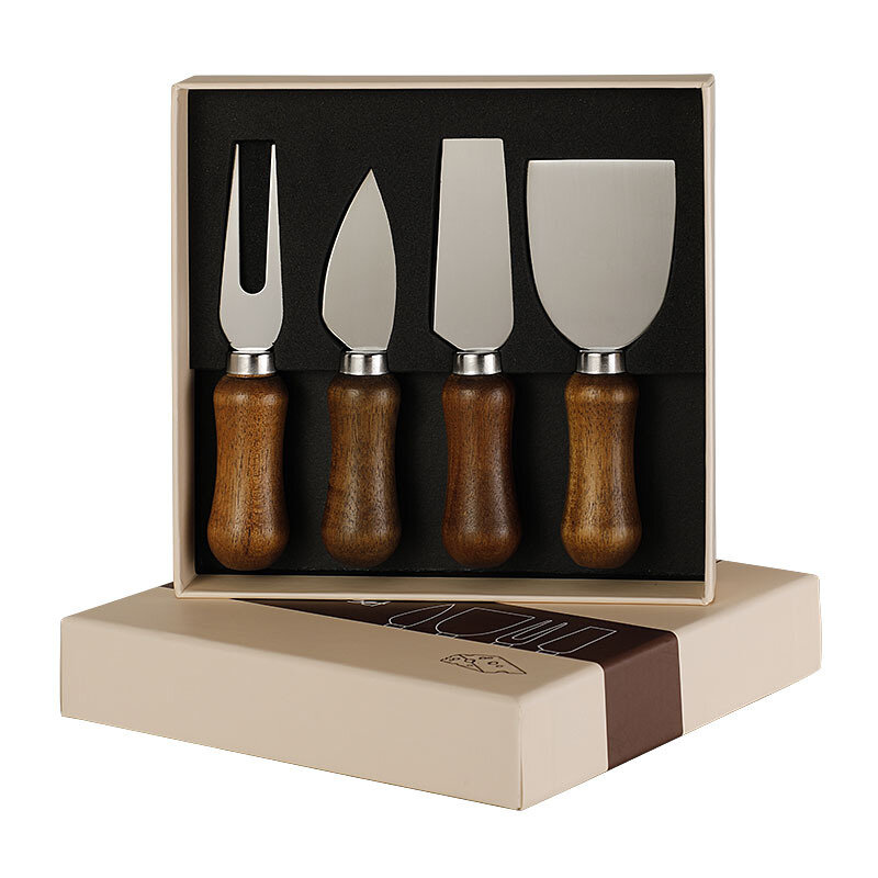 Набор из 4 предметов: нож для сыра из нержавеющей стали, вилка, нож для масла, ручка из акации, набор ножей для сыра