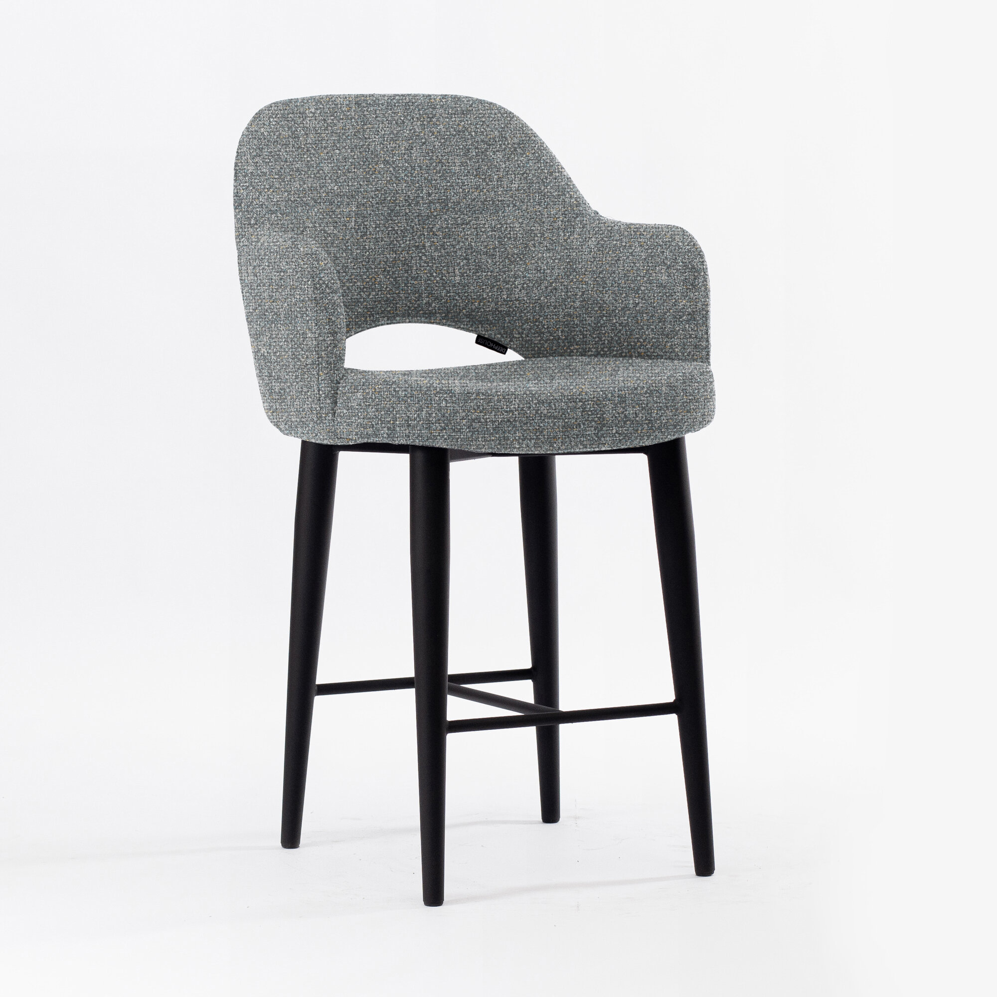 Стул барный Мартин светло-серая ткань ножки черные для дома/для гостиной/для столовой/для кафе/кухонный стул/стул кухонный