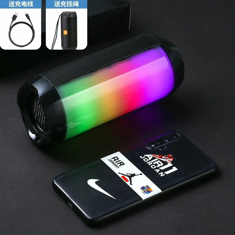 Цветной световой беспроводной Bluetooth-динамик с высокой громкостью, автомобильный сабвуфер, мини-динамик для улицы и дома с карточным слотом