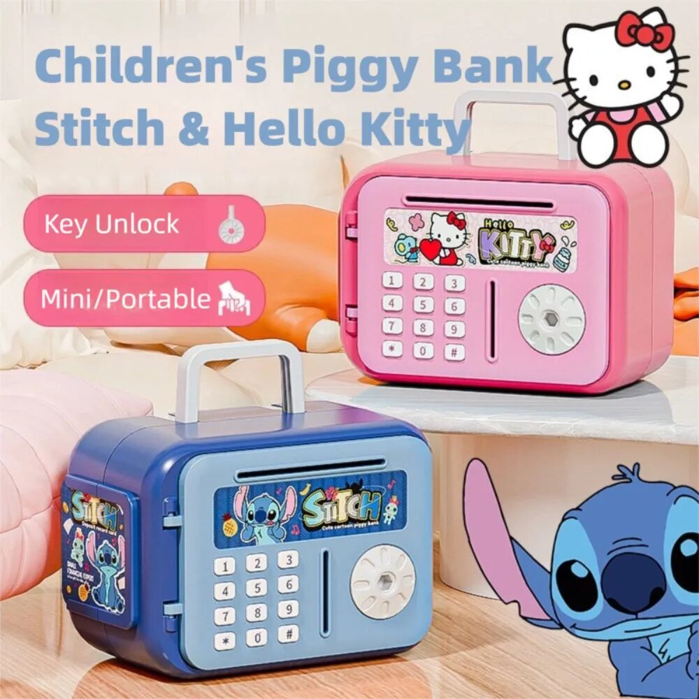 Копилка Hello Kitty Детская Пластиковая Копилка для детей с замком и паролем Размеры: 12.3*8.8*8 см