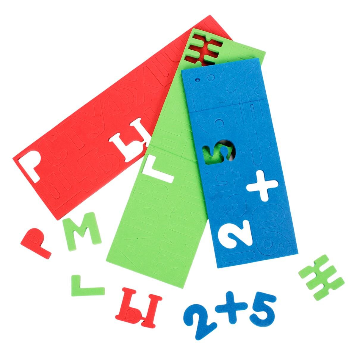 Пластиковые буквы и цифры для обучения, набор 3 панели, красный, зеленый, синий