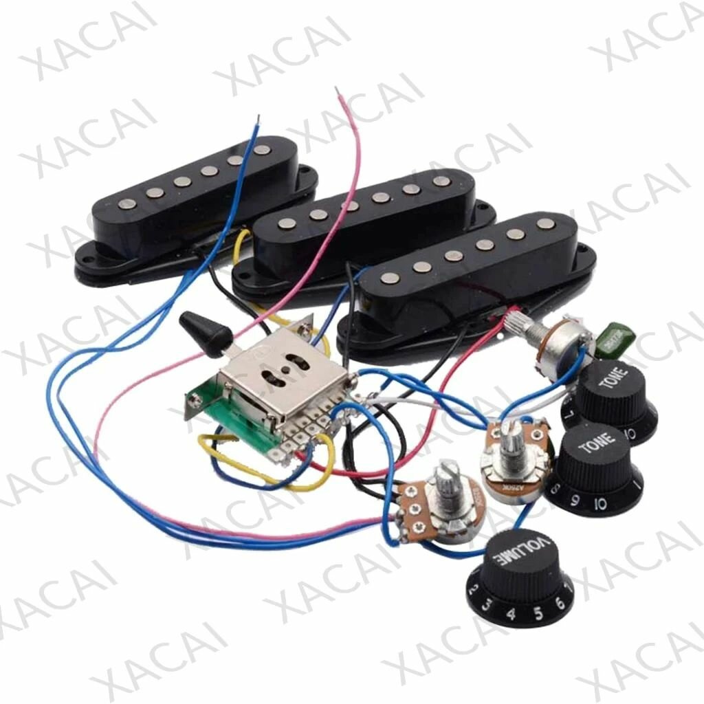 Гитарный жгут проводов, 3 шт, электрические звукосниматели и 5-полосный преобразователь, комплект звукоснимателей 2T1V