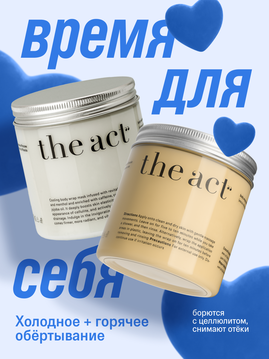Набор антицеллюлитное обертывание для тела горячее и холодное The Act, 2 шт