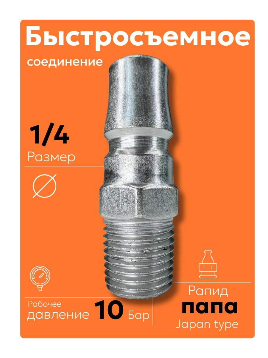 PM-20 R1/4 (1 шт) Быстросъем для пневмоинструмента папа рапид