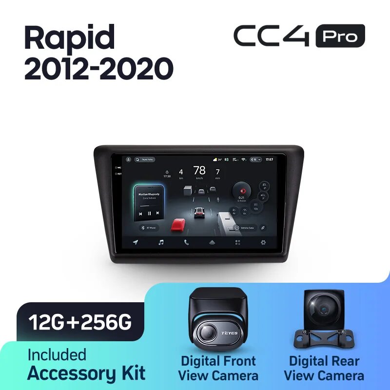 TEYES Тиайс CC4 PRO Штатная магнитола For Шкода Рапид NH3 NH1 For Skoda Rapid NH3 NH1 2012 - 2020 автомагнитола 2 DIN DVD GPS CarPlay Android Auto мультимедиа автомобиля головное Android магнитола 12Rapid CC4pAK 256G