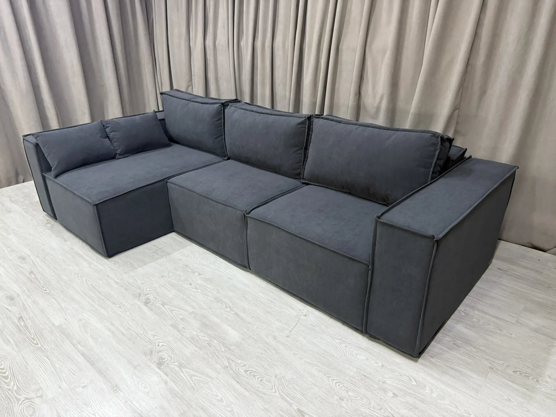 POOH Диван-кровать угловой Лофт(Норд ) velour Grafit, 292х156х88см еврокнижка Левый