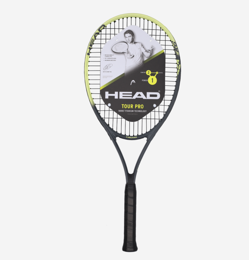 Ракетка б/т HEAD Tour Pro Gr3, 230384, для любителей, алюминий, со струнами, желто-черный