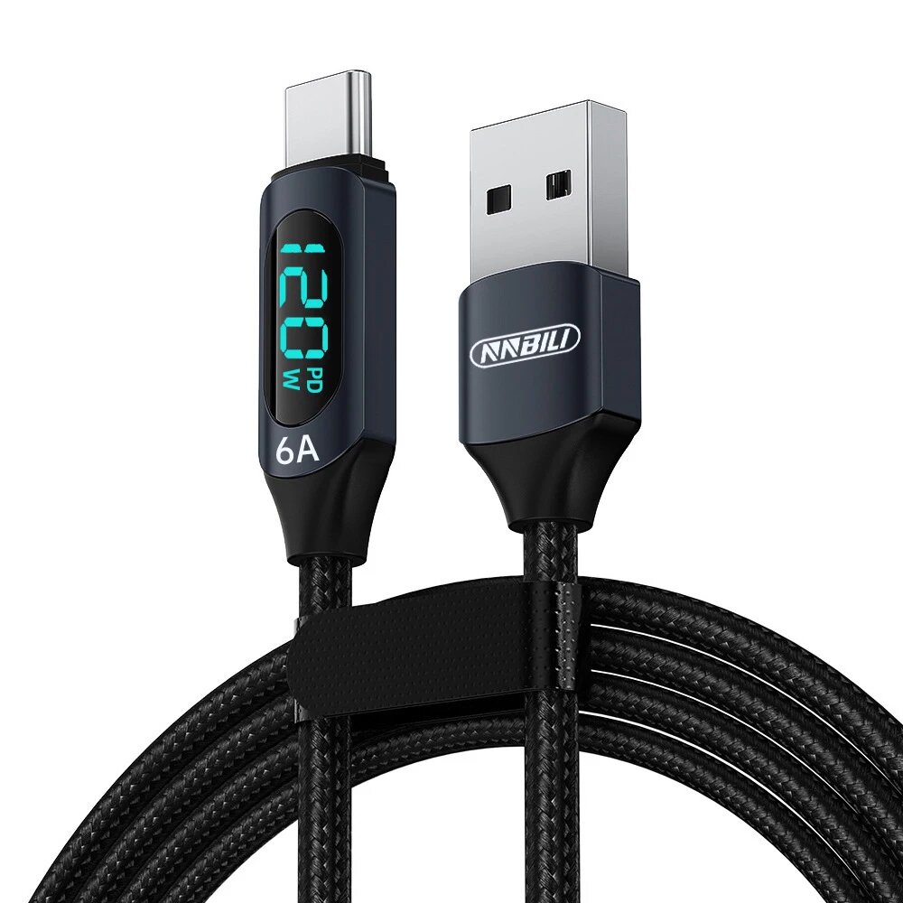 Кабель USB-C на USB-A NNBILI 120W 6A, 1м, черный