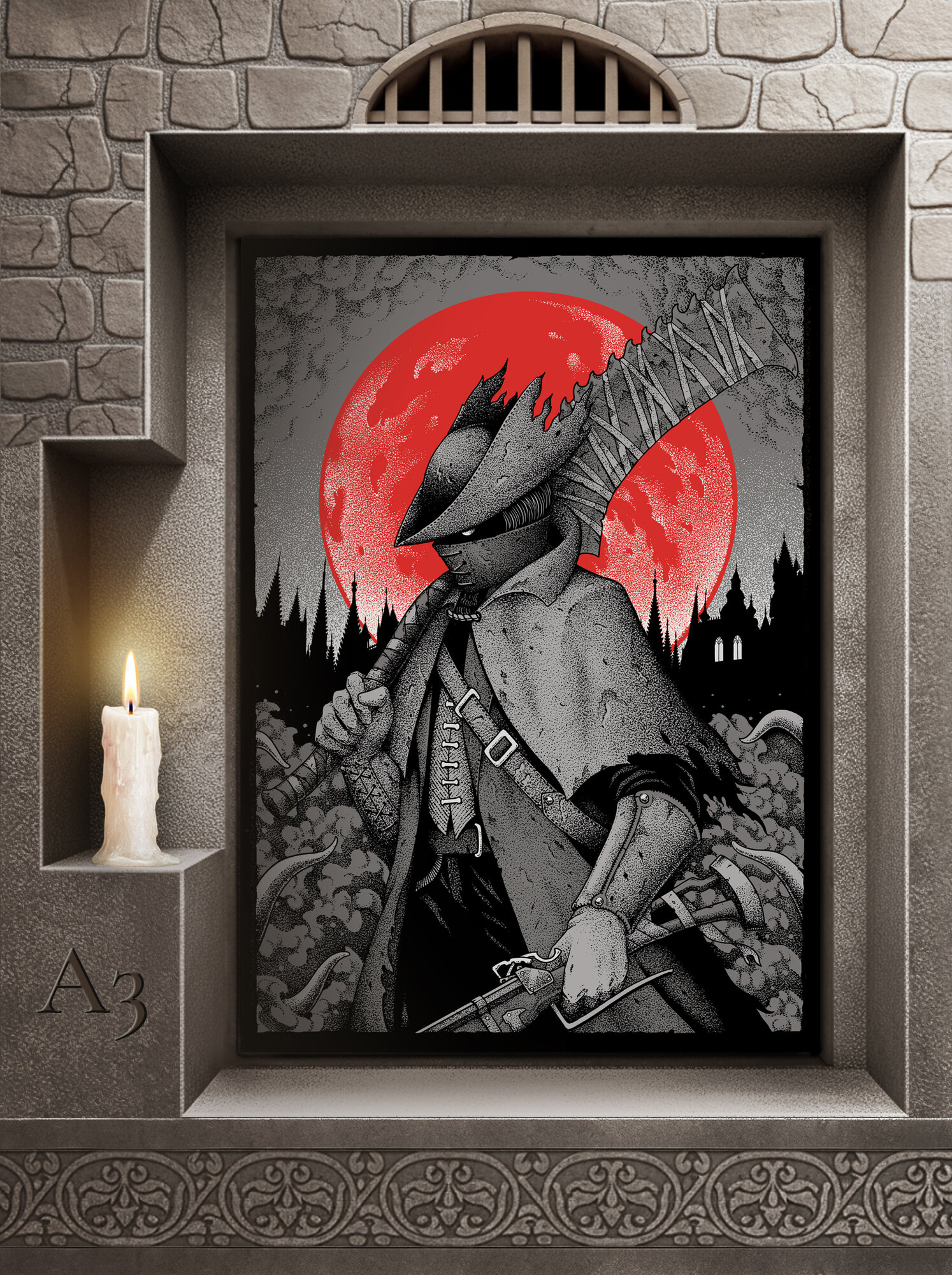 Постер Bloodborne - Плакат Бладборн - "Охотник (The Hunter)" - Формат А3