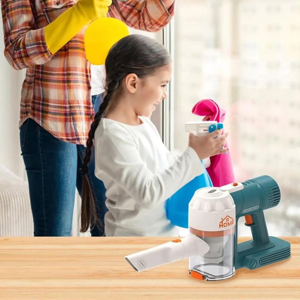 Сюжетно-ролевые игрушки 3 в 1 Cord-free Vacuum для детей, Лазурный/Оранжевый — фото 1
