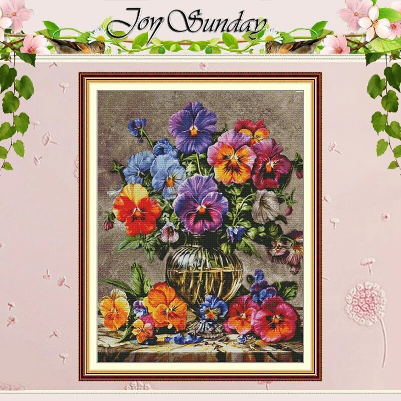 Набор для вышивки крестом Joy Sunday Цветочный 16CT HD printed