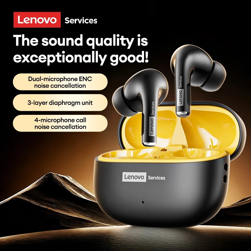 Lenovo LES-112 Беспроводные наушники black-yellow