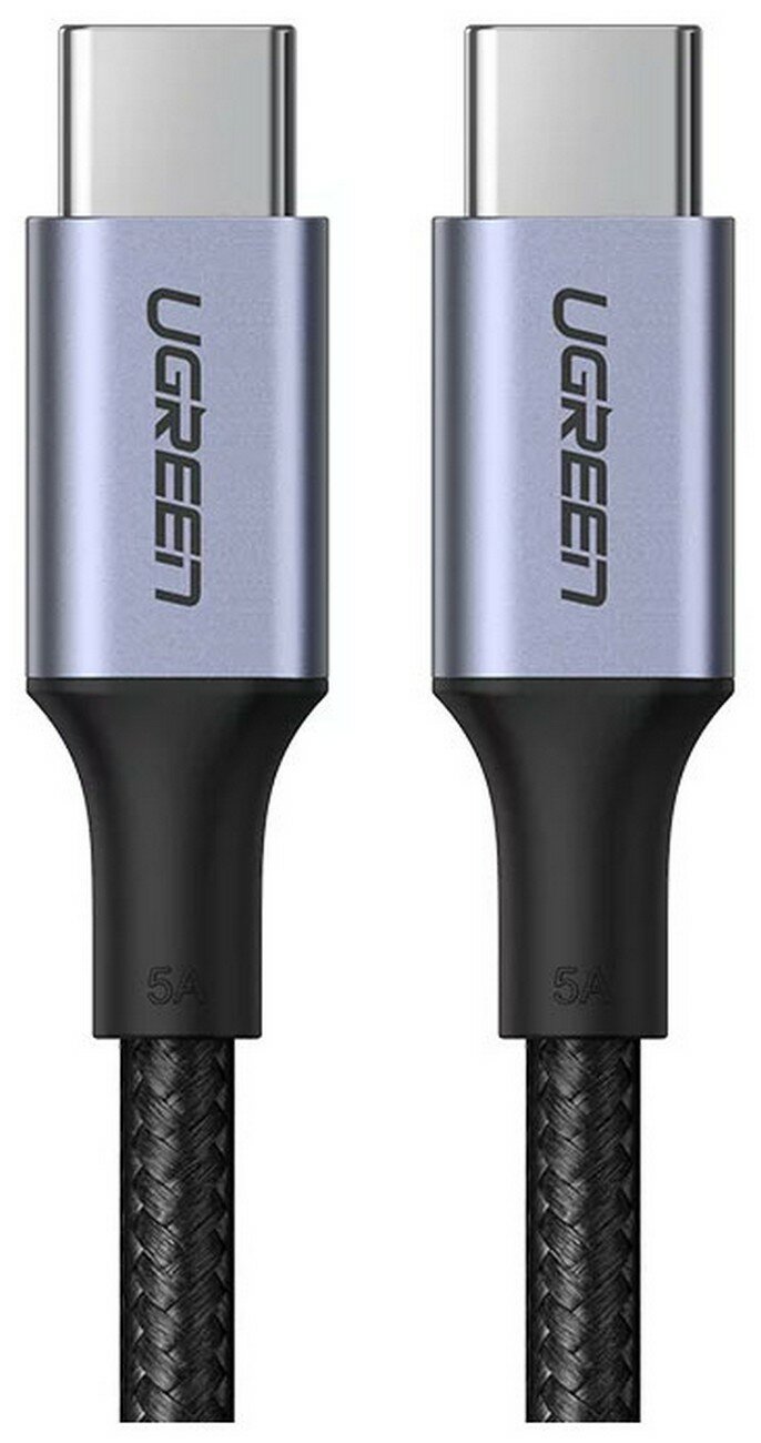 Кабель Ugreen USB C, в алюминиевом корпусе с оплеткой, черный, 1 м (70427)