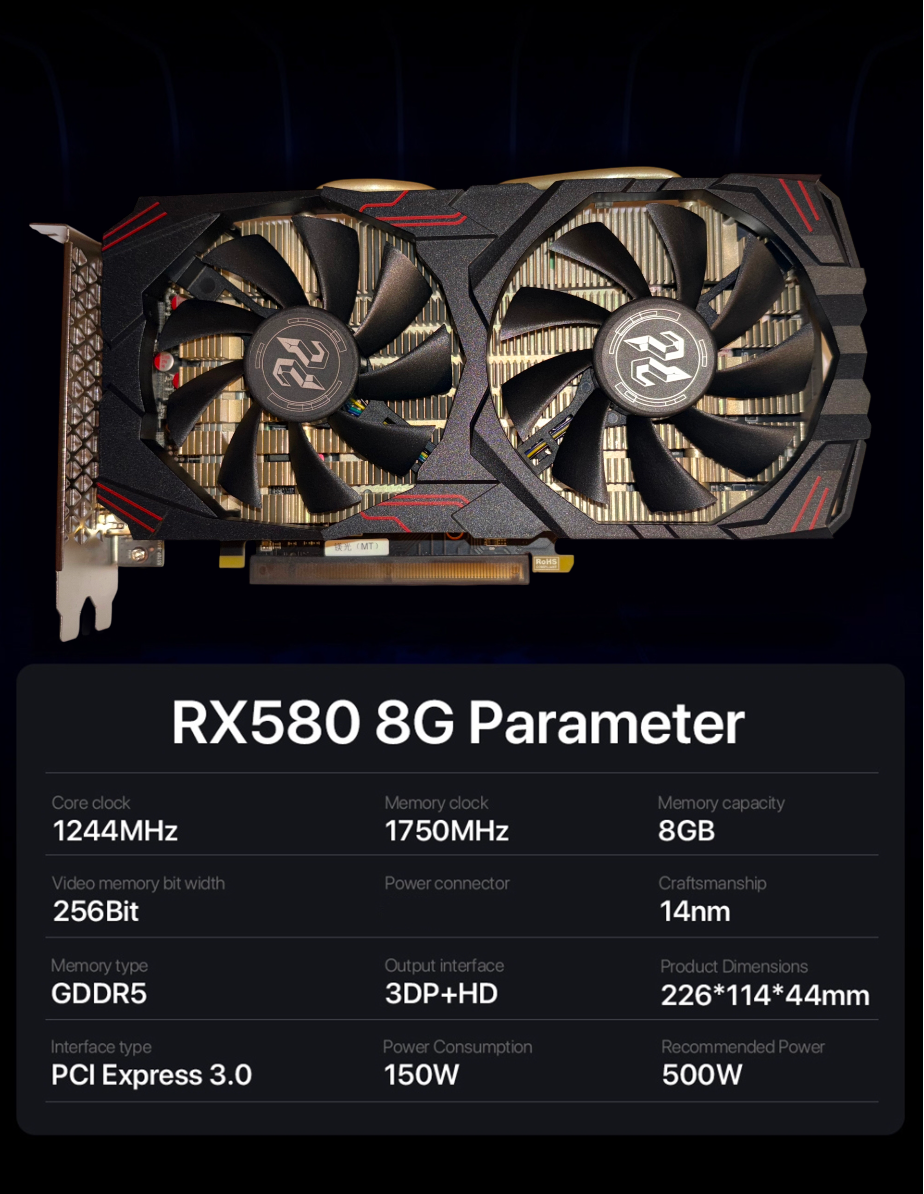 Видеокарта PELADN Radeon RX 580 8GB GDDR5