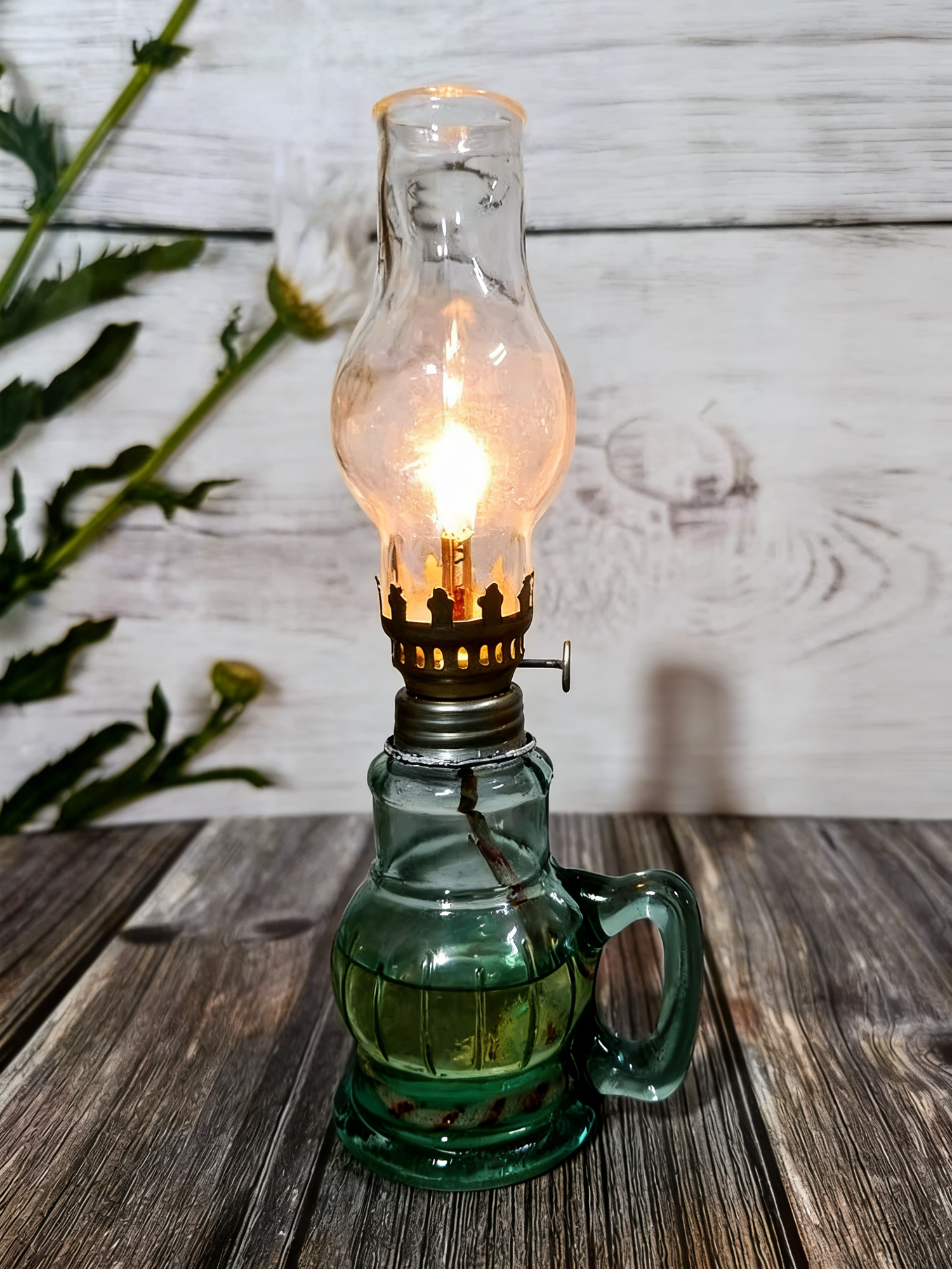 Керосиновая Лампа Doraemon, зеленая, стеклянная, с фитилём, 18 см