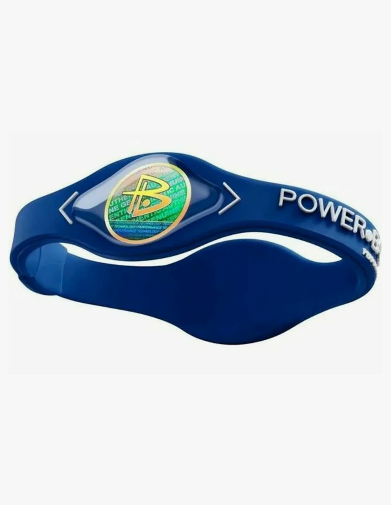 Энергетический браслет Power Balance с турмалином, цвет Синий с белой надписью, размер S (длина) 17,5 см.