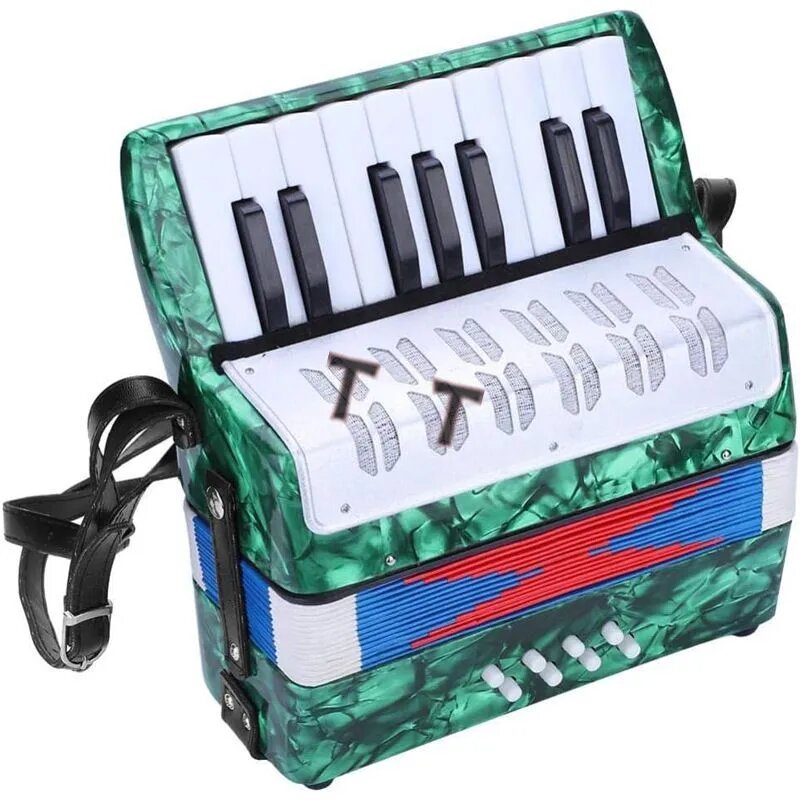 Гармонь Детская Зеленого Цвета для Детей из ABS пластика, 1 шт. Детский музыкальный инструмент