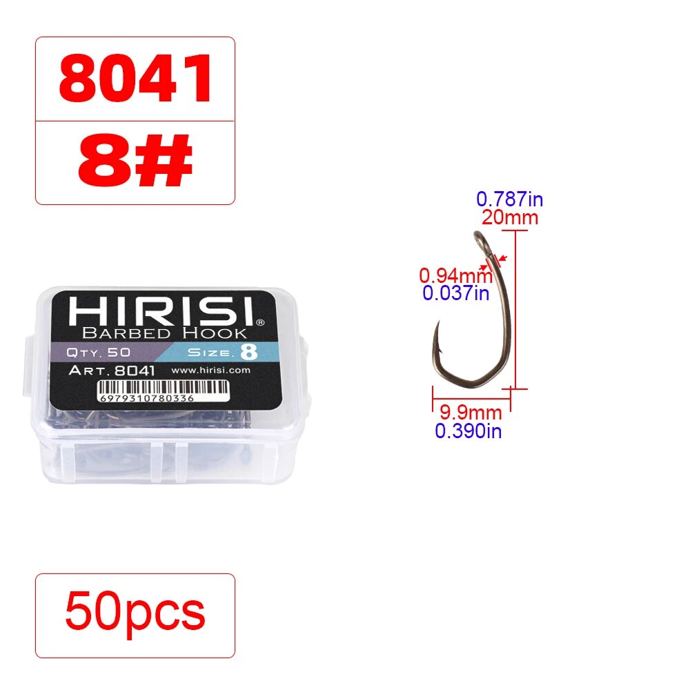 Рыболовные крючки Hirisi 8#, 50 шт.