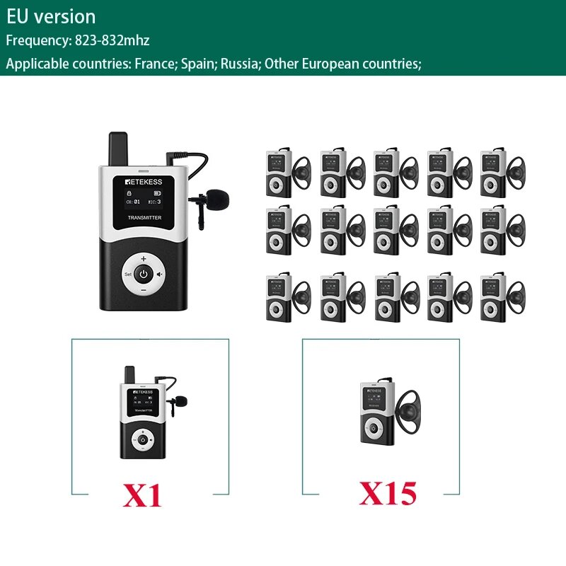 RETEKESS T130U EU, 16 каналов, Цвет: 1-15