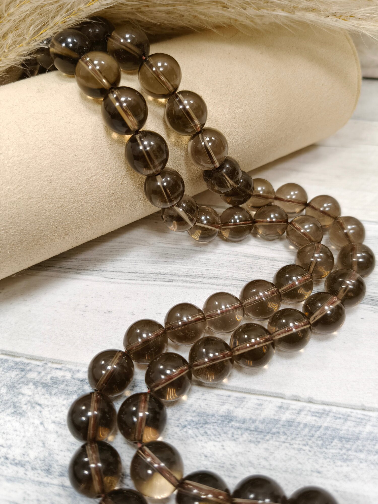 Бусины раухтопаз светлый А шар гладкий 11,5 мм (2 бусины), Suntrim