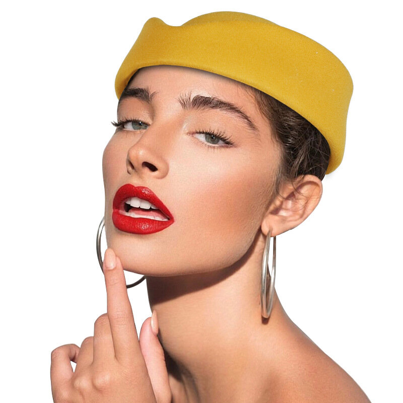 Европейский и американский британский ретро-берет из войлока для женщин-стюардесс, универсальная шерстяная шляпа стюардессы, парадная шляпа.