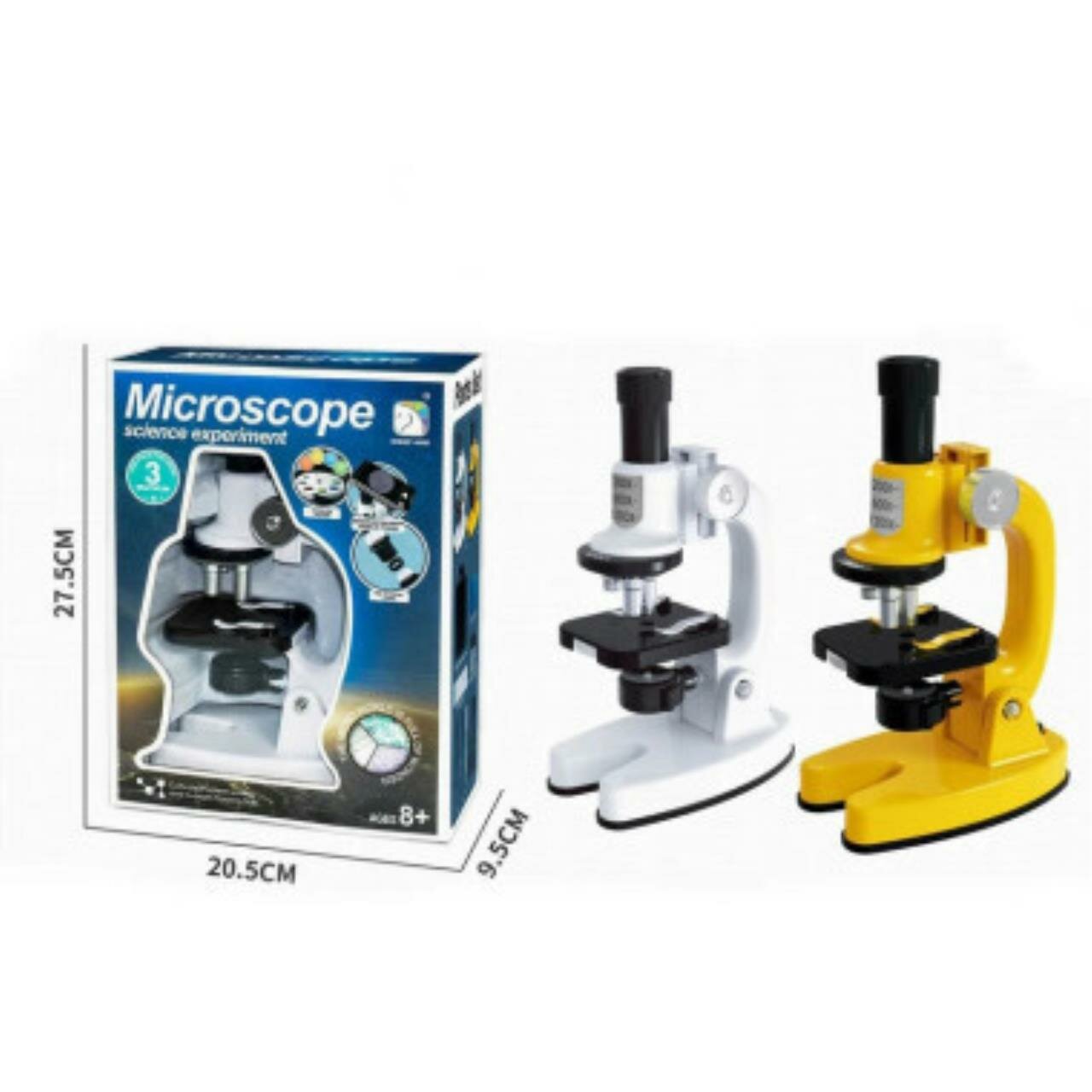 Игровой набор для опытов Микроскоп с аксессуарами и держателем для телефона (2 вида 1 шт) 20.5x9.5x2