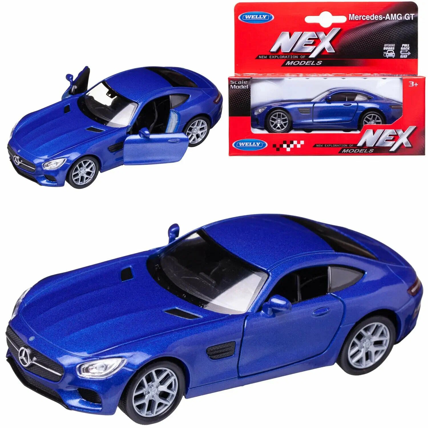 Машинка Welly 1:38 MERCEDES-BENZ AMG GT синяя (43705W/синяя) от Welly