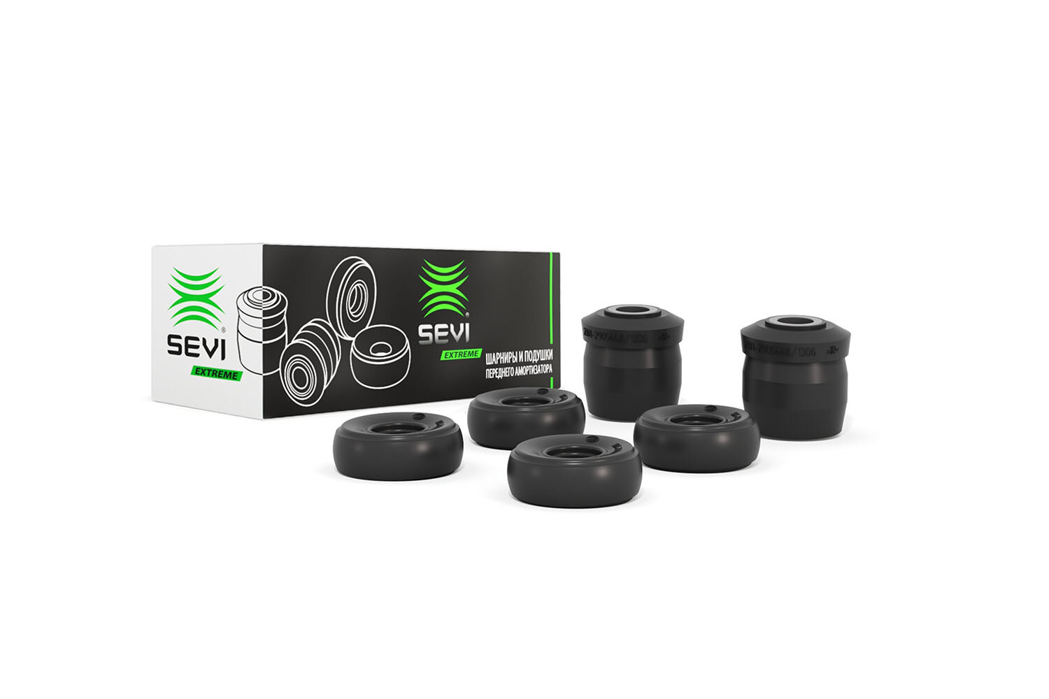 Комплект шарниров и подушек переднего амортизатора (6 шт.) SEVI EXTREAM, арт. 1305 для ВАЗ 2101-2107, 2121, 2123 (Нива / Chevrolet Niva), OEM 2101-2905448, 2101-2905450