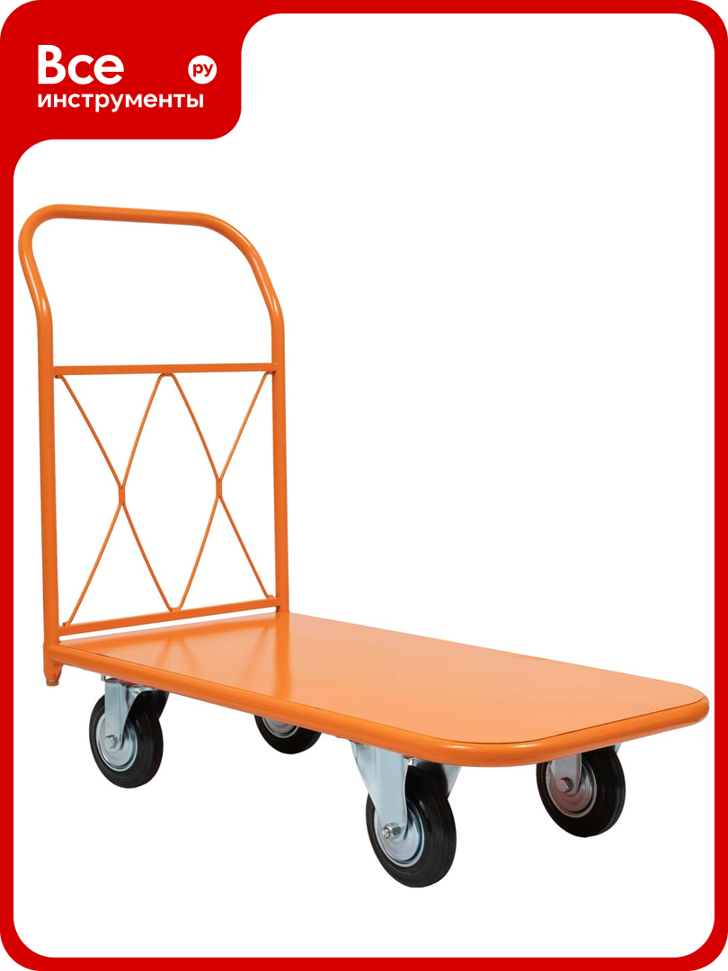 Тележка платформенная Gigant ТП-009 с литой резиновой колесой большого диаметра, фиксированный кронштейн, ручная модель